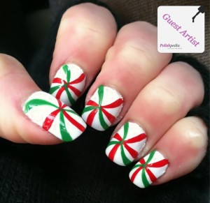 Green and Red Peppermint Nails | Polishpedia: Nail Art | Nail Guide ...